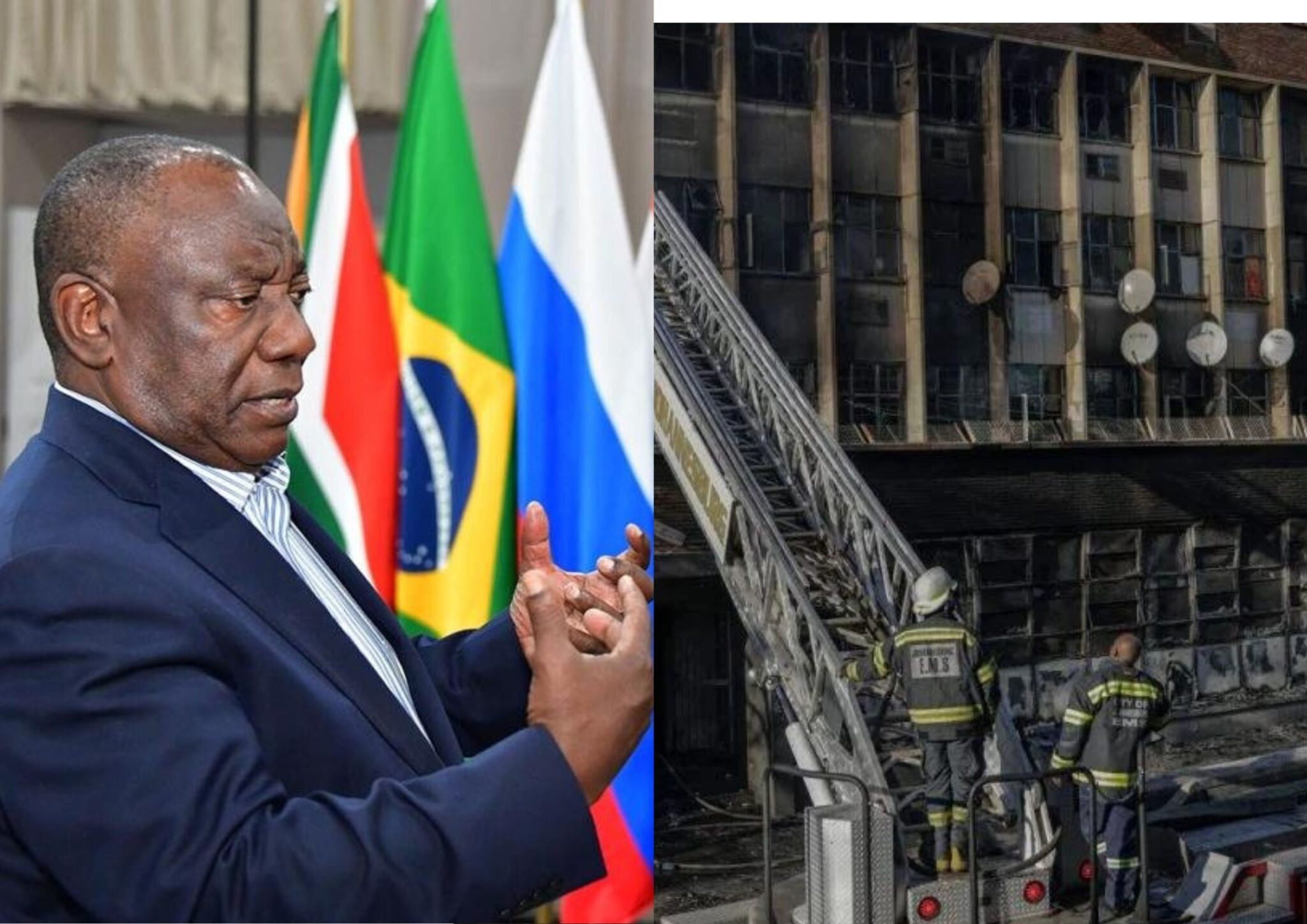 President Cyril Ramaphosa KANSELLEER Nasie-rede om Joburg CBD-brandramp ...